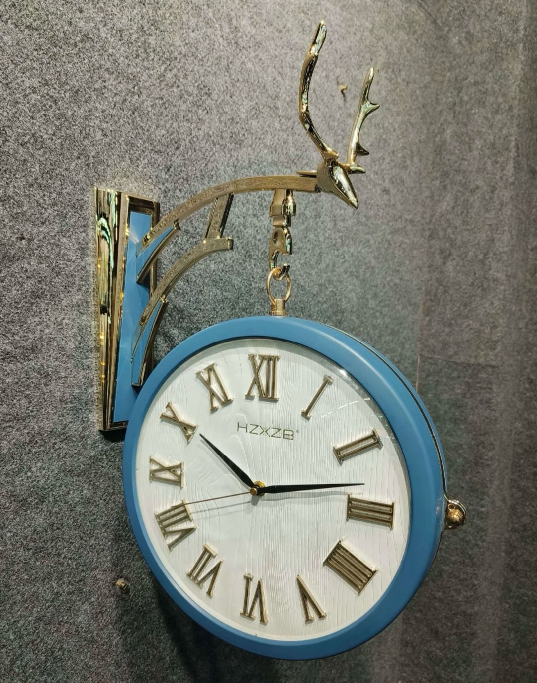 Dual Dial Metal Hanging Wall Clock [ Blue & White] – thedecorvilla