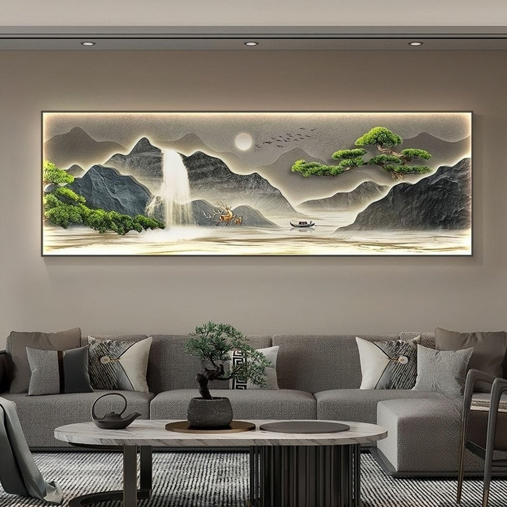 Modern Crystal Wall Art For Wall Decor With LED Light [ 72 x 24 Inch ...